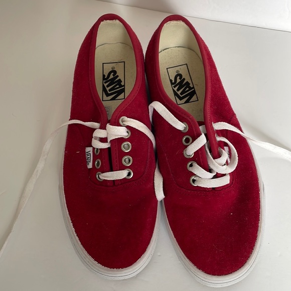 Vans | Shoes | Vans Cherry Red Suede Lace Up Shoes | Poshmark